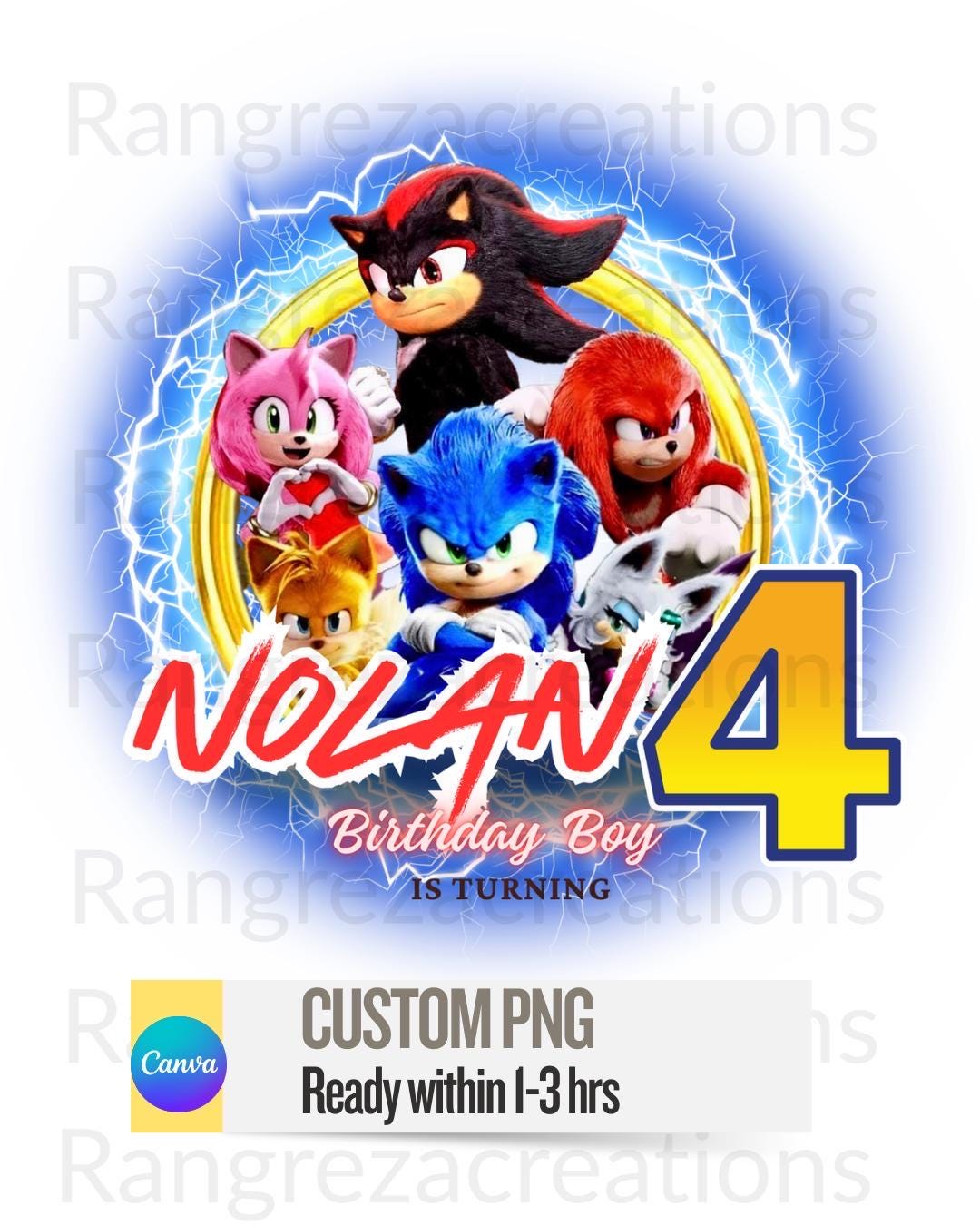 Personalized Sonic Birthday PNG: Custom Hedgehog Family Art (digital ...