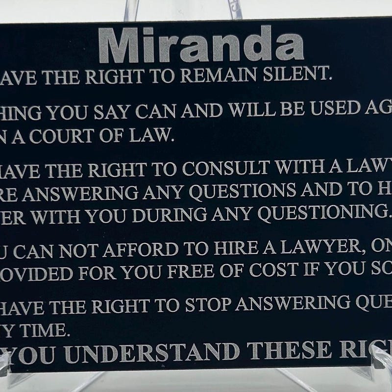 Metal Miranda Rights Cards - Etsy