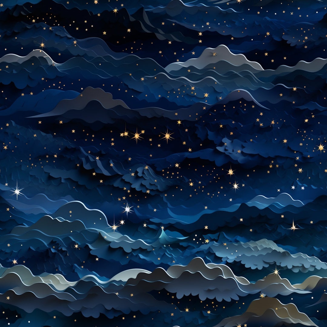 Layered Paper Night Sky - Starry Dreamscape Seamless Pattern for ...