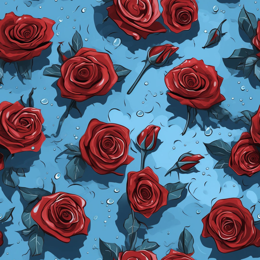 Anime Red Roses Mist Pattern - Etsy
