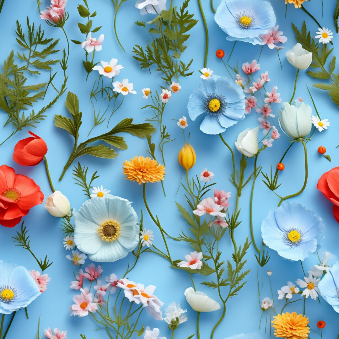 Sky Blue Wildflower Digital Pattern - Etsy