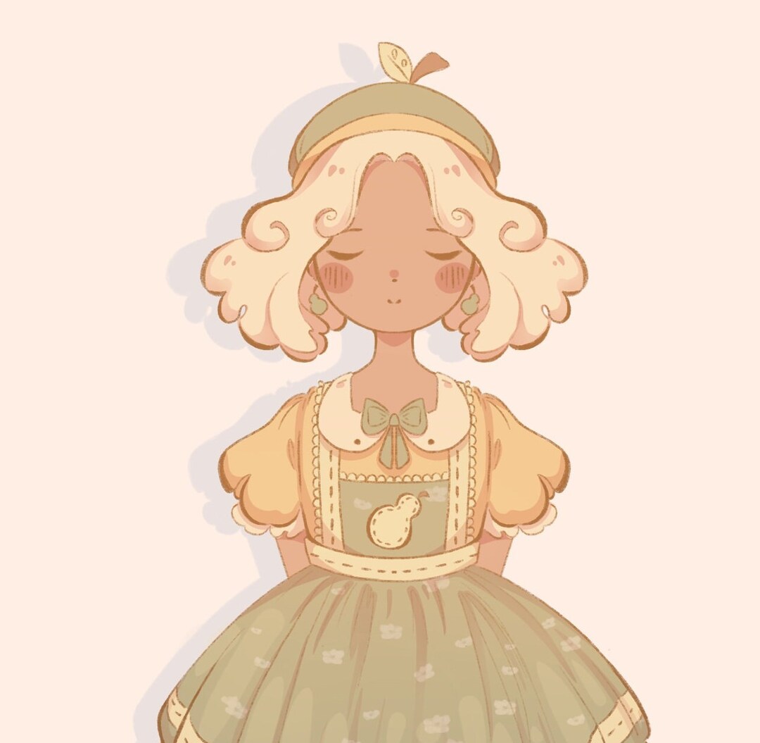 Cute Anime Pear Girl Drawing - Etsy