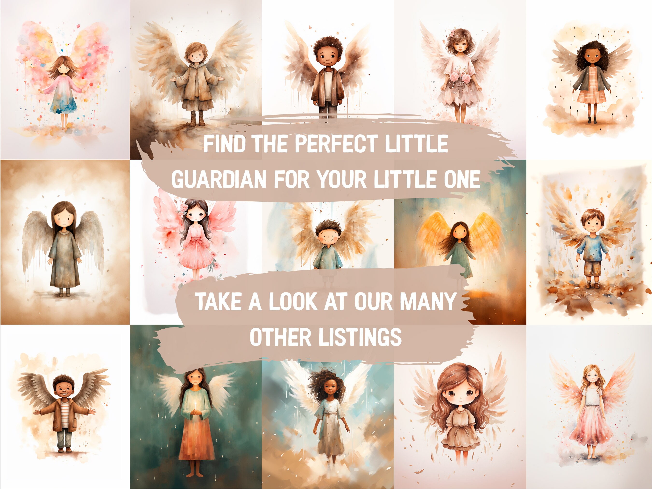 Guardian Angel Print for Kids Christian Art Gift for Child Baby Gift ...