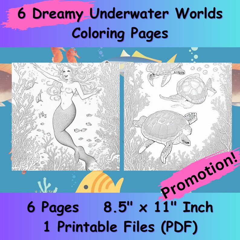 Underwater Coloring Pages/ Marine Life Coloring/ Ocean-themed - Etsy