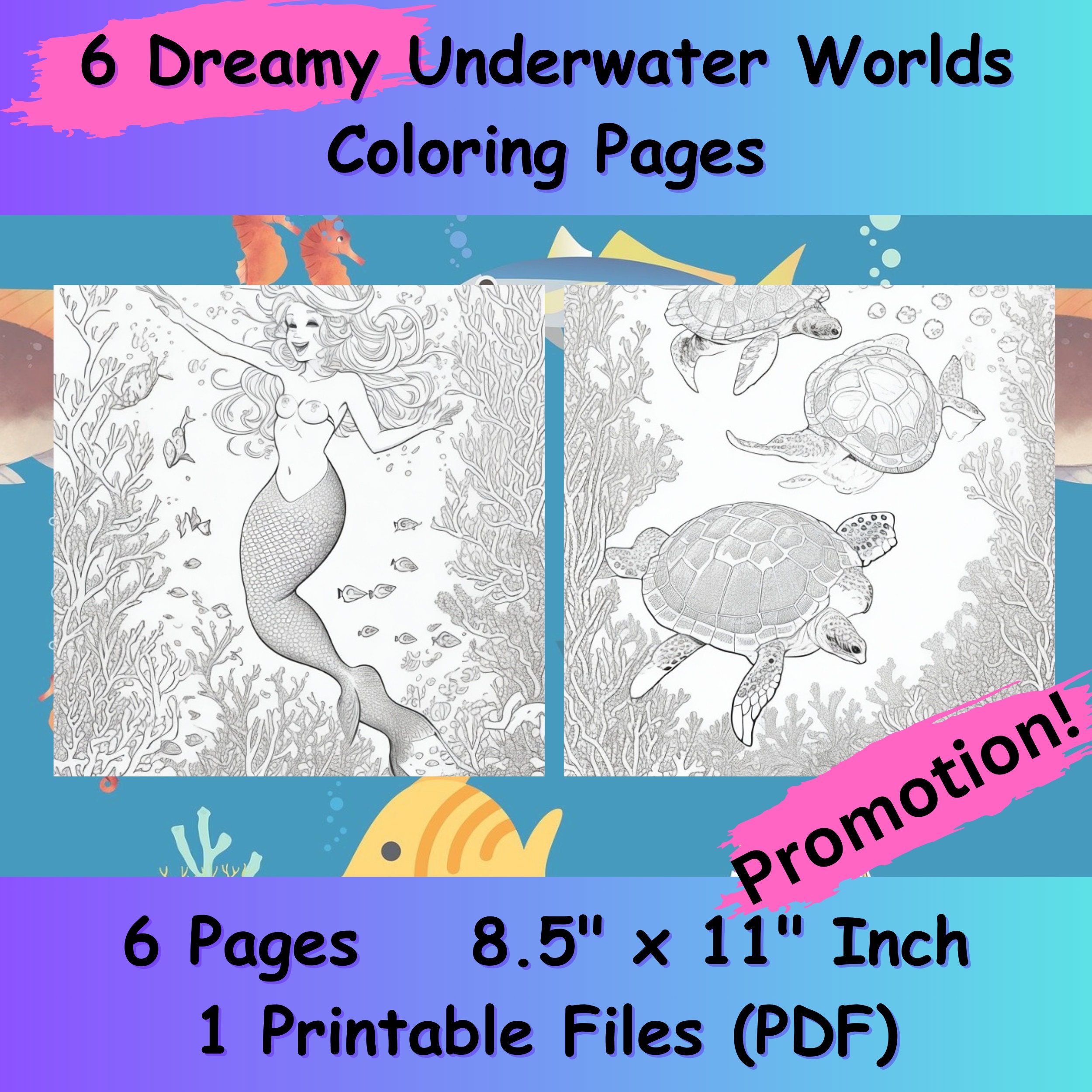 Underwater Coloring Pages/ Marine Life Coloring/ Ocean-themed Coloring ...