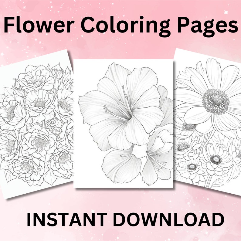 Flower Coloring Pages/ Floral Coloring Pages/ Botanical - Etsy