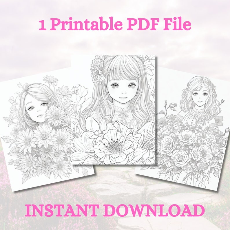 Cute Girls Coloring Page, Blossoming Beauties Coloring, Flowers ...