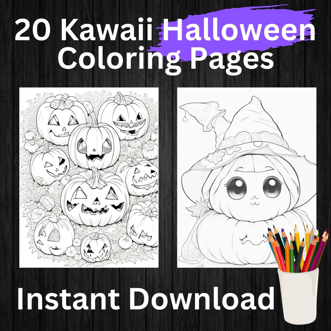 20 Kawaii Halloween Coloring Page/ Kids Coloring Pages/ Halloween ...