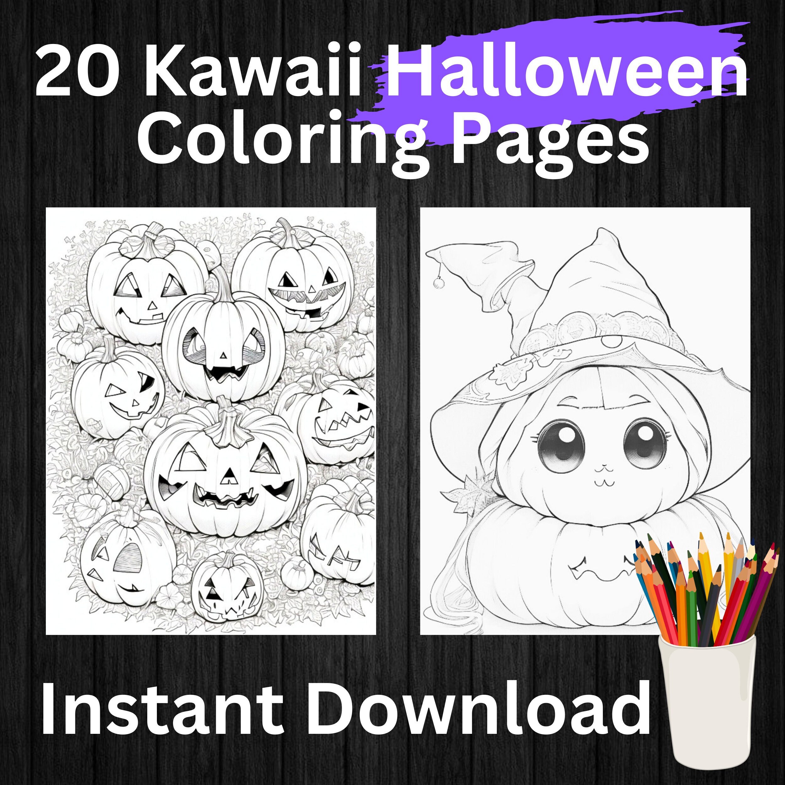 20 Kawaii Halloween Coloring Page/ Kids Coloring Pages/ Halloween ...