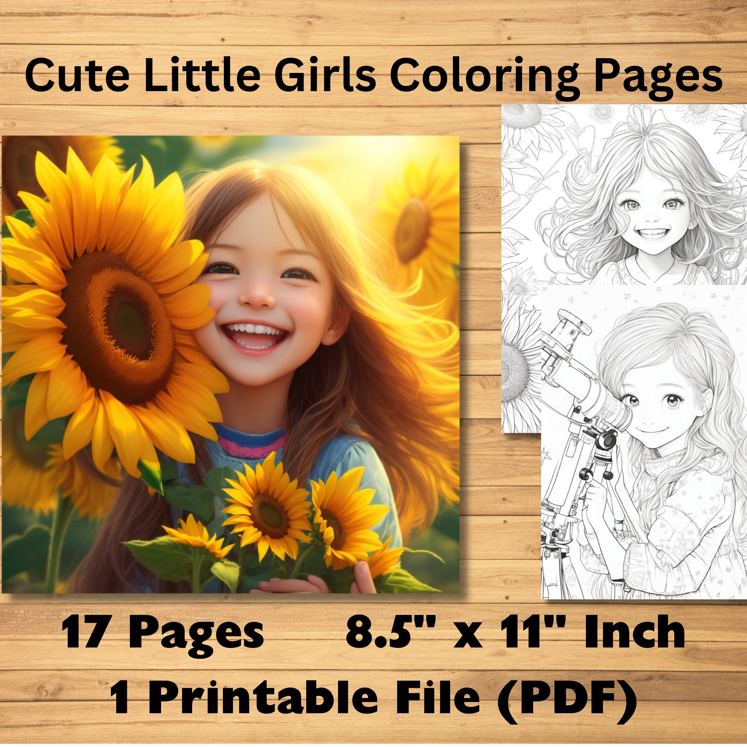 Cute Little Girls Coloring Pages/ Printable Coloring Sheets/ Kids ...