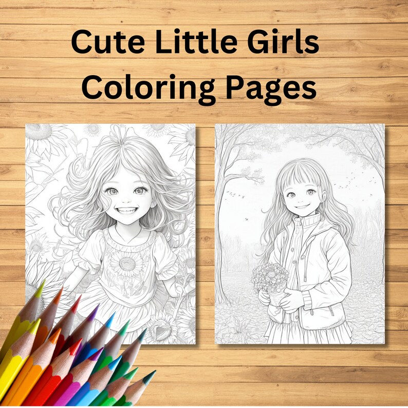 Cute Little Girls Coloring Pages/ Printable Coloring Sheets/ - Etsy