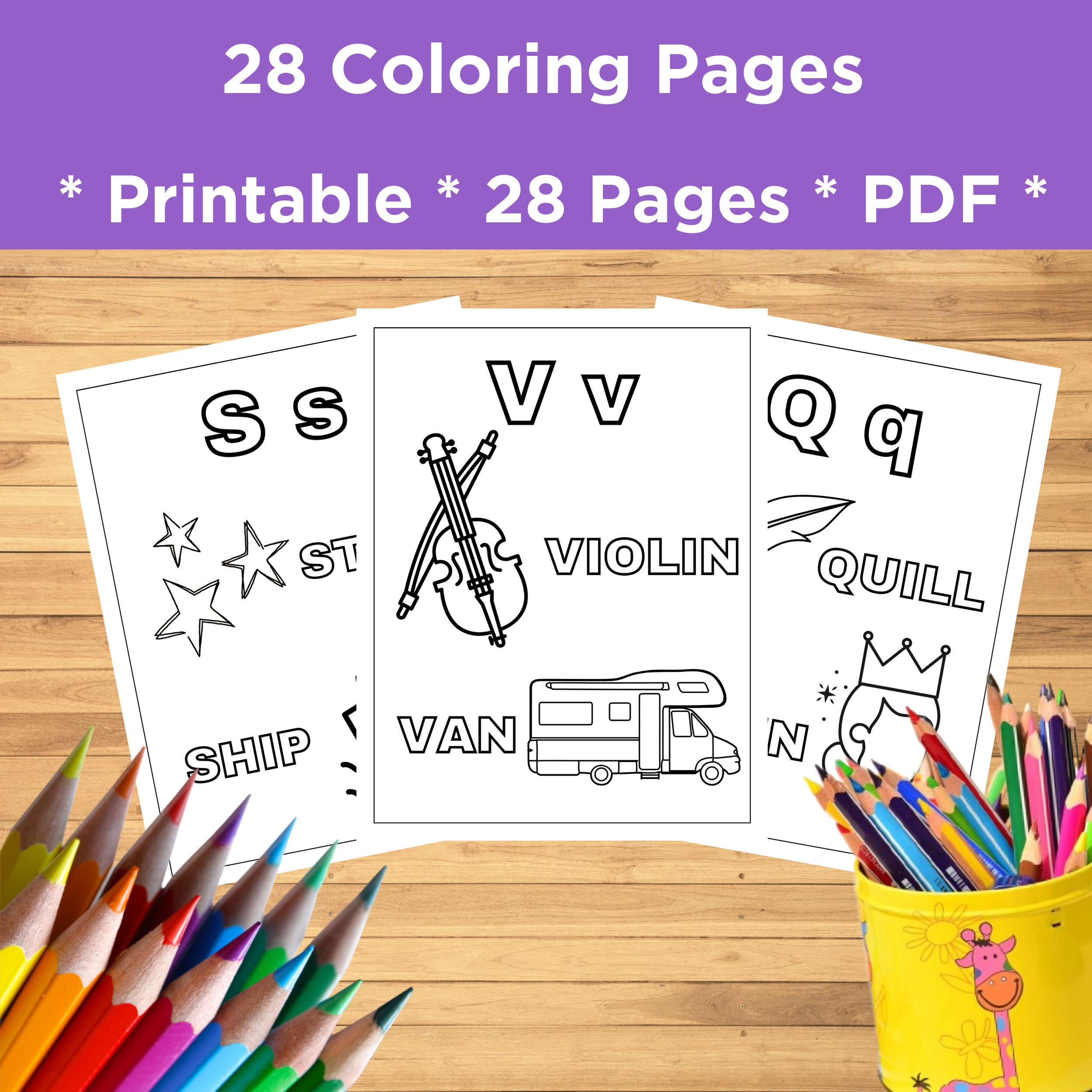 26 ABC Alphabet Printable Coloring Pages, Preschool, Kindergarten, Kids ...