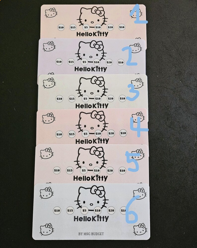 Hello Kitty Cash Savings Challenge 6 Different Color Tracker - Etsy
