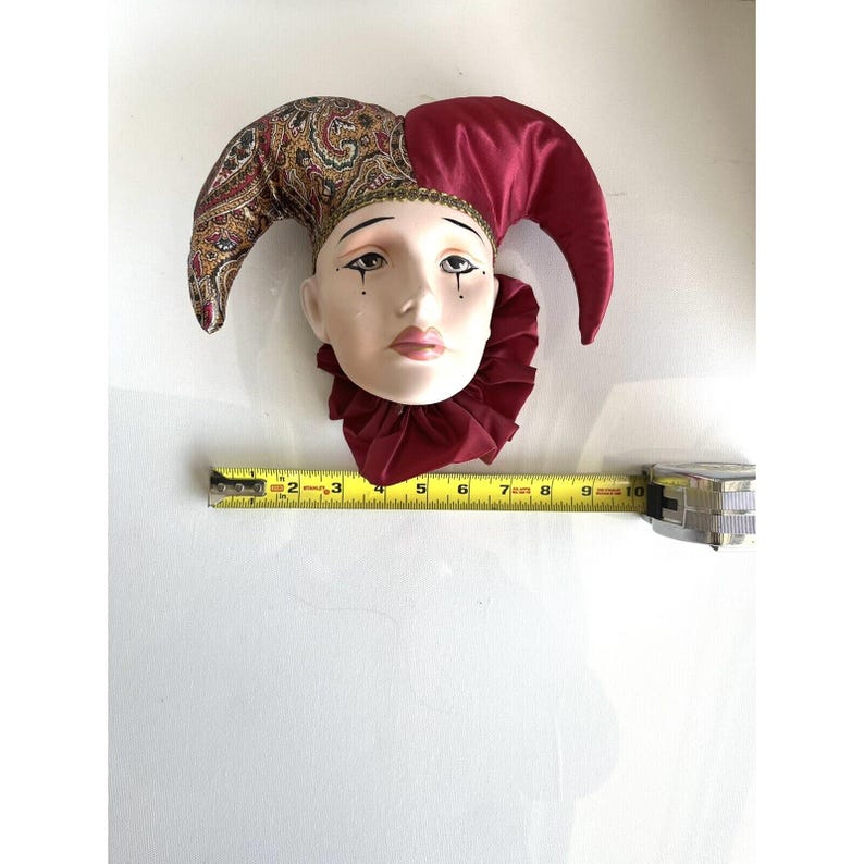 Vintage Mardi Gras Jester Doll Mask Harlequin Face Porcelain Clown ...