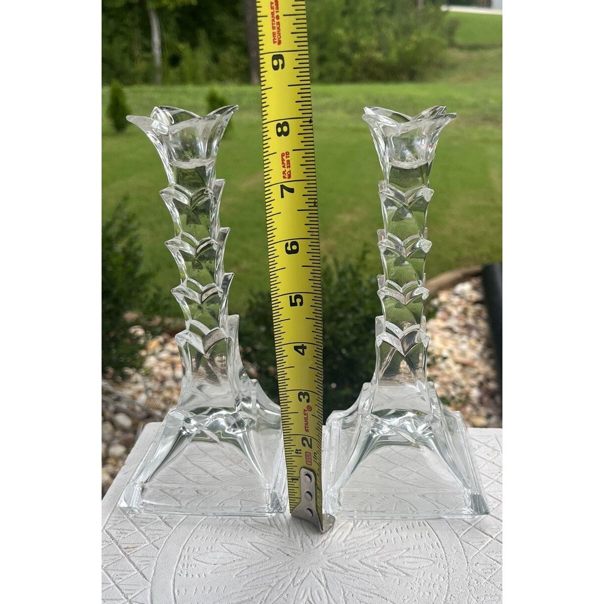 Pair of 2 Crystal Palms 8 Crystal Candlesticks Taper Holders Vintage ...