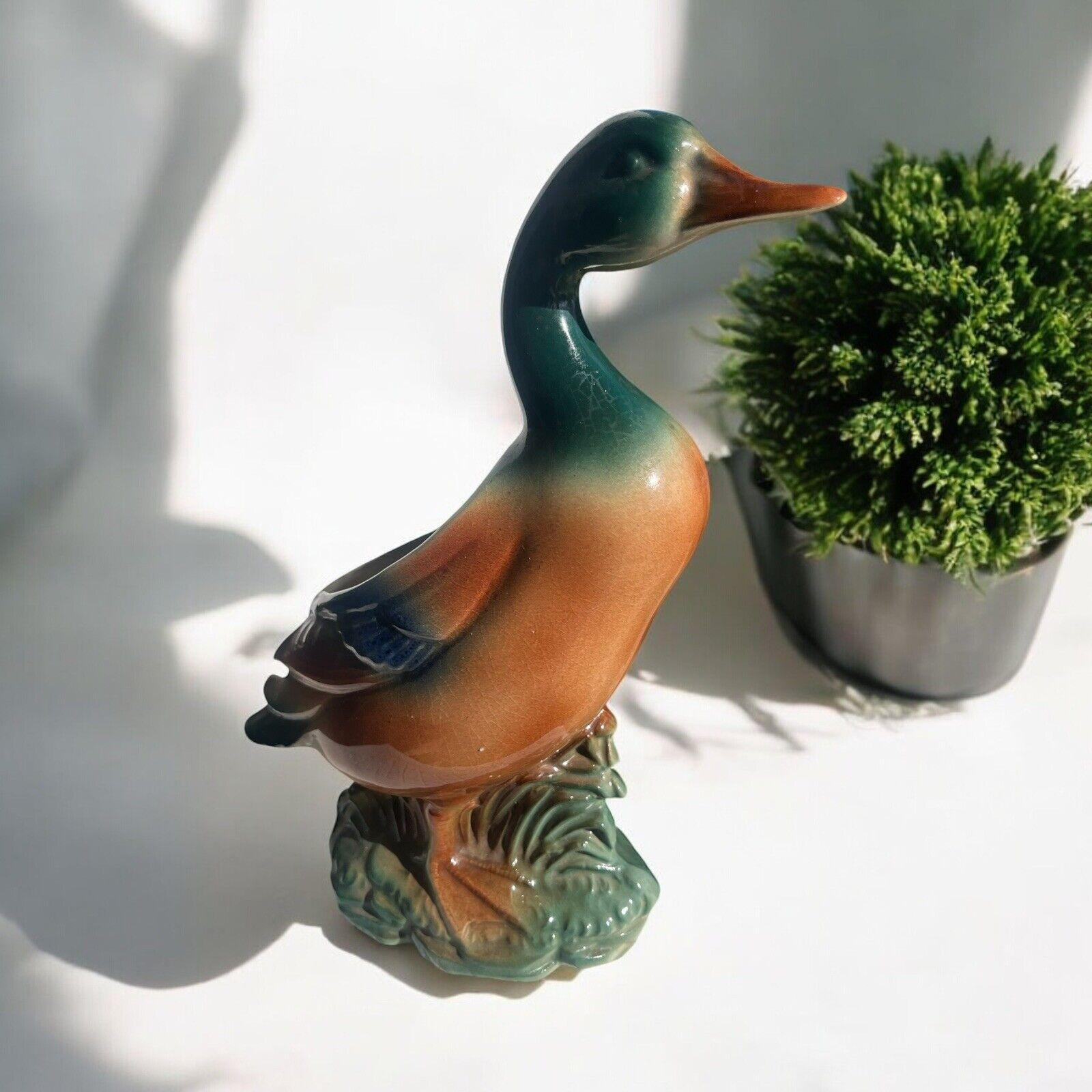 Vintage Collectible 9" Mallard Duck Planter Ceramic Wildlife Bird ...