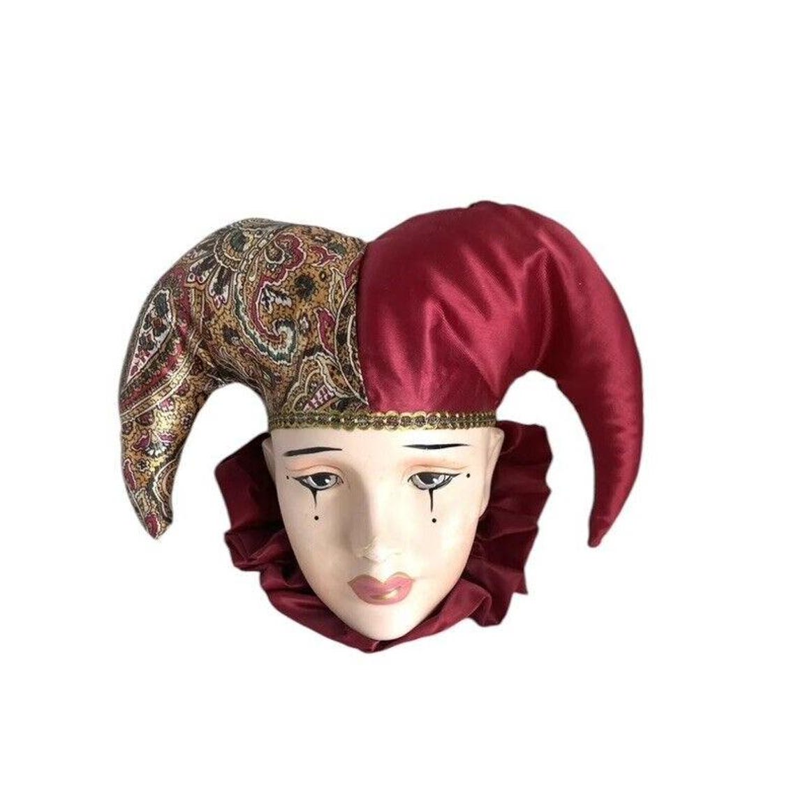 Vintage Mardi Gras Jester Doll Mask Harlequin Face Porcelain Clown Theatrical - Etsy