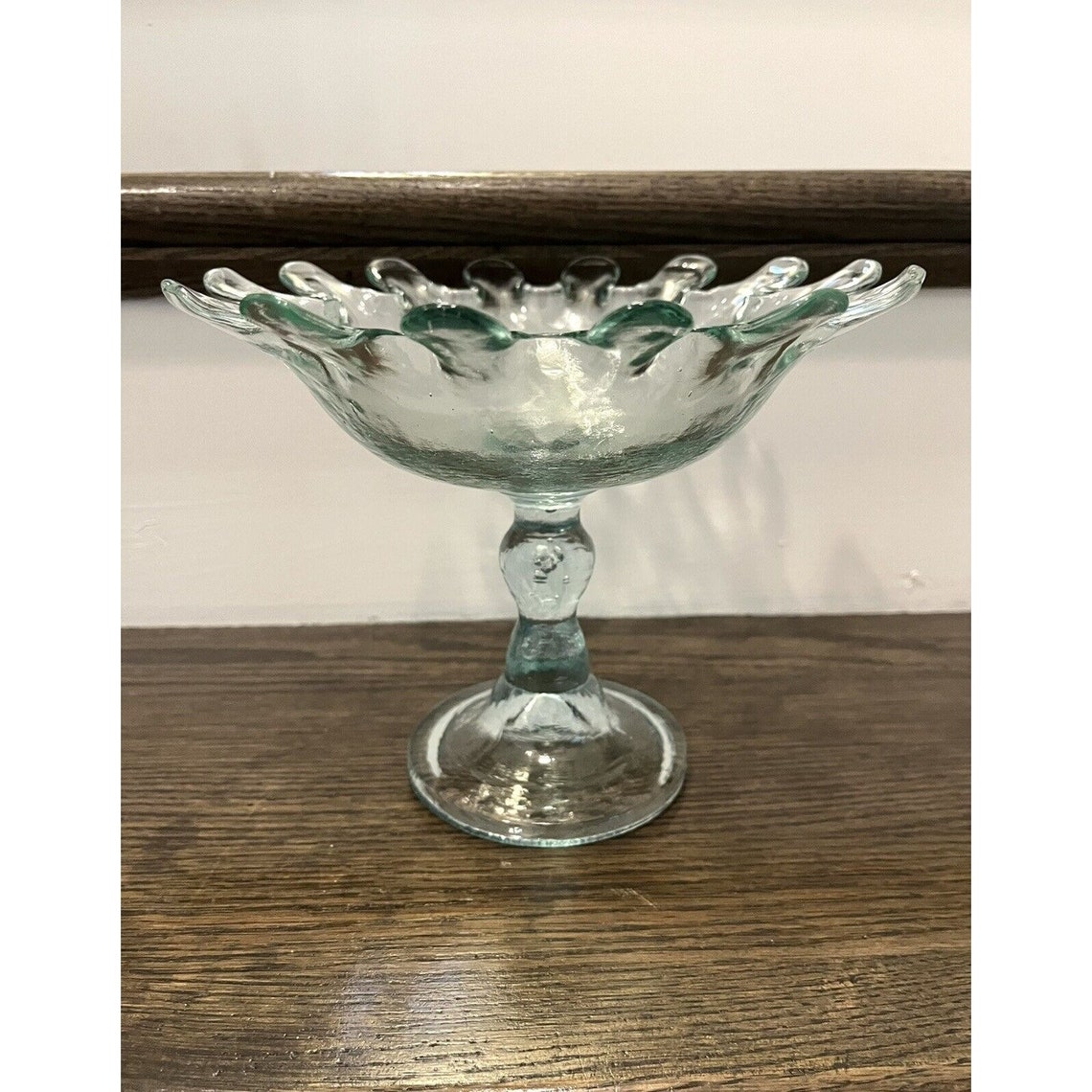 Vintage Recycled Art Glass Flower Petal Shape Pedestal Compote Dish ...