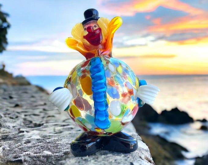 Murano Blown Glass Big Belly Round Clown Colorful Glass Figure Italy ...