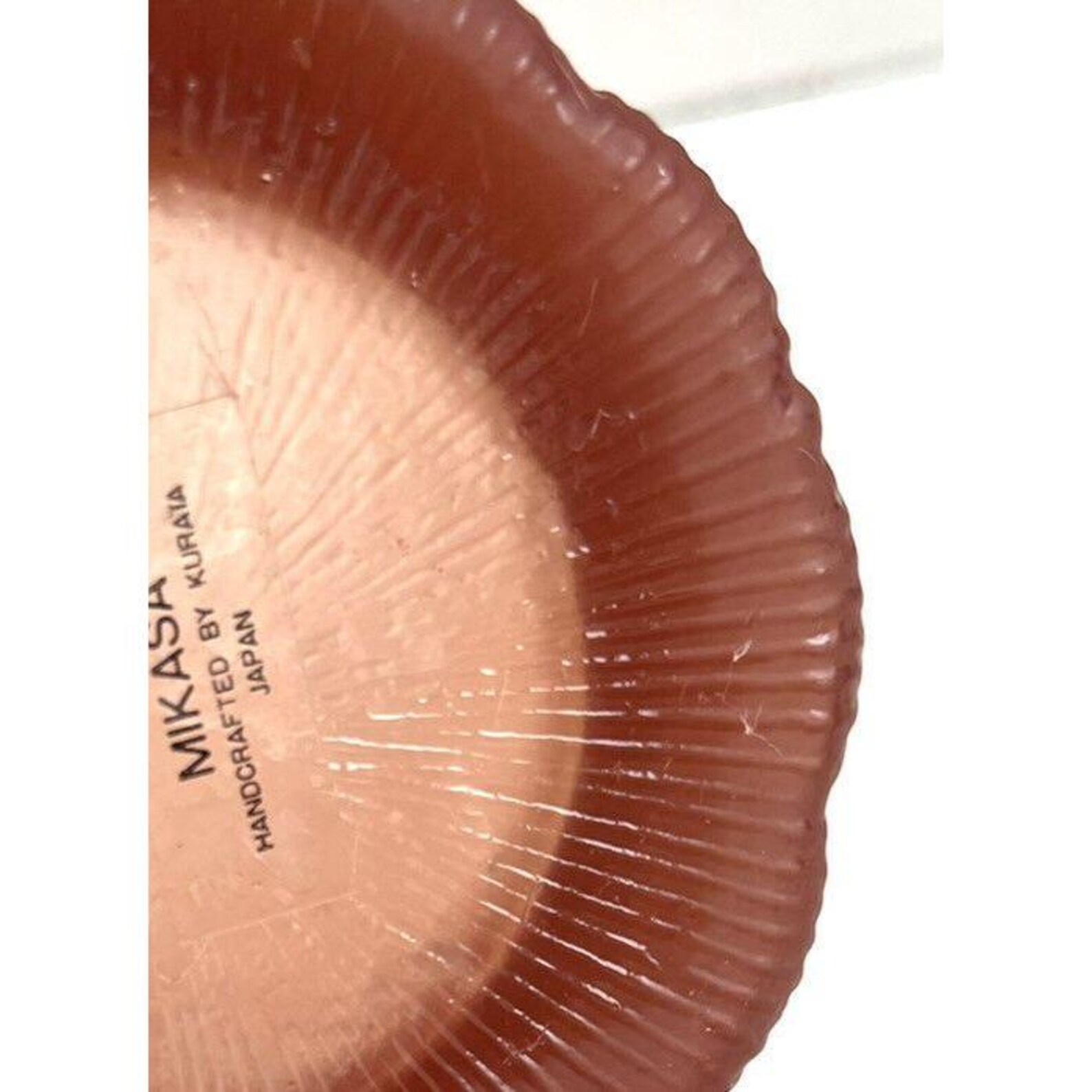 Pink Satan Basket Vase Mikasa Handcrafted Kurata Frosted Glass Handle ...