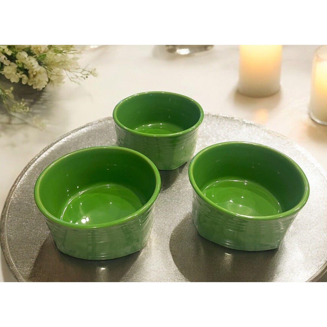 Fiesta Shamrock Green Bowls Fiestaware Vintage Square Bottom USA Cereal ...