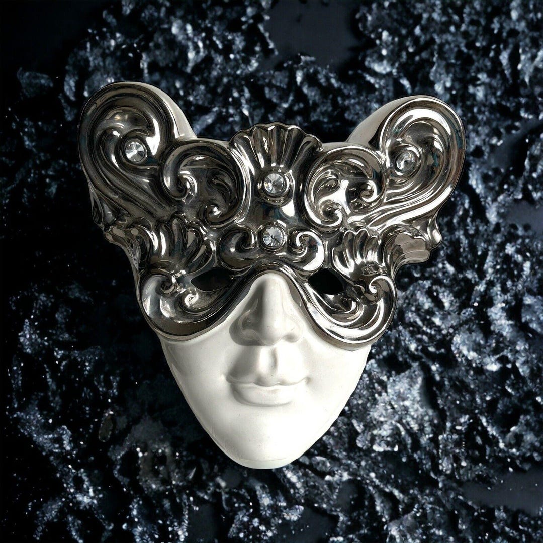 Baroque Venetian Mask Porcelain Carnival Mardi Gras Joker Face Deco ...