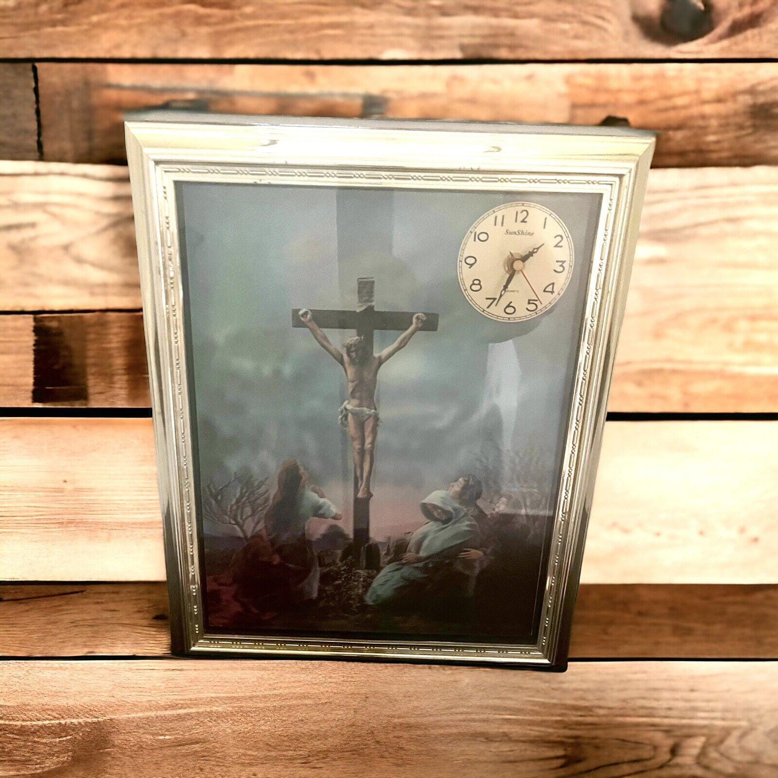 VTG Clock Crucifixion Jesus With Mary Framed 3D Lenticular Holograhm ...