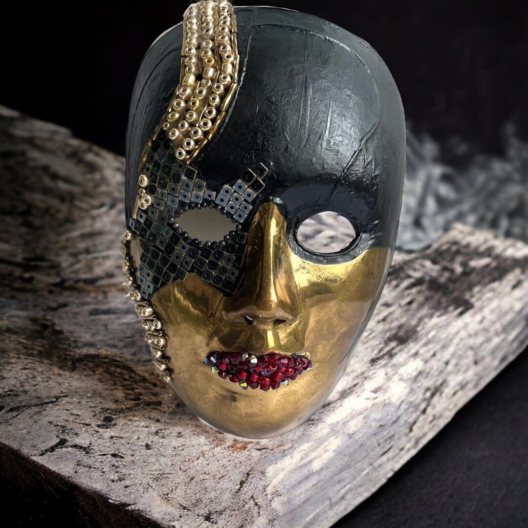 Vintage Brass Face Mask Wall Art One of A Kind Embellished India ...