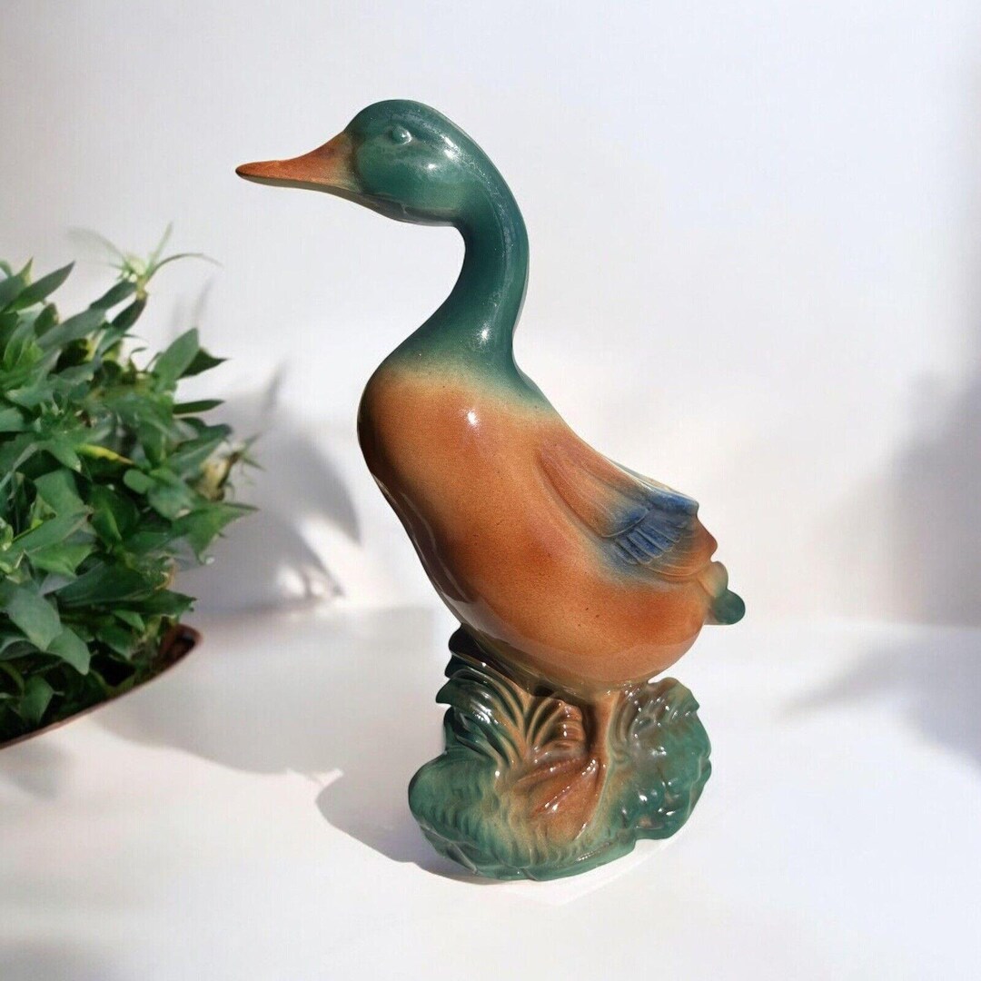 Vintage Collectible 9" Mallard Duck Planter Ceramic Wildlife Bird ...