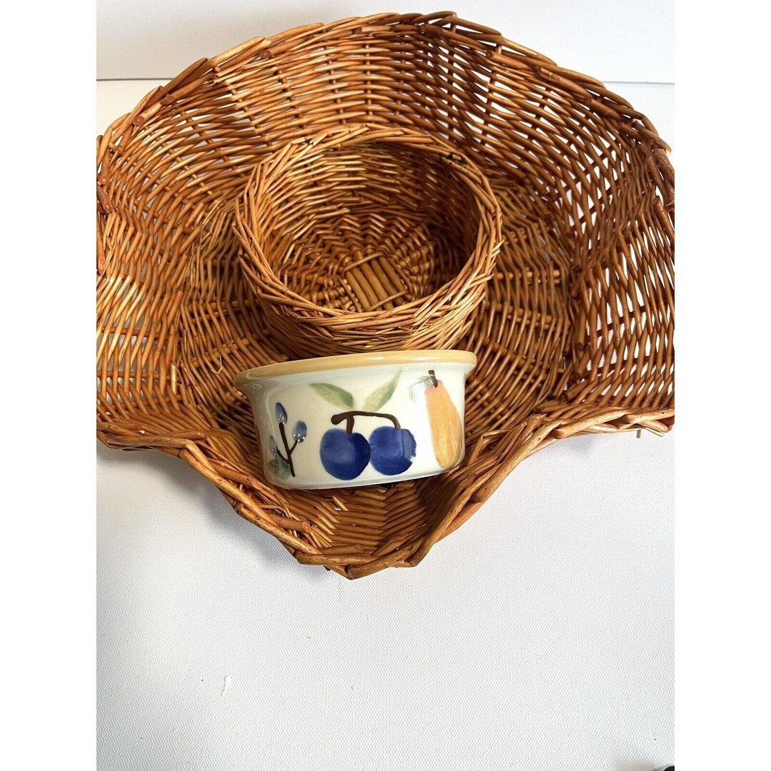 Longaberger Fruit Medley Pottery Ramekin Bowl Dip Condiment Dish W/chip ...