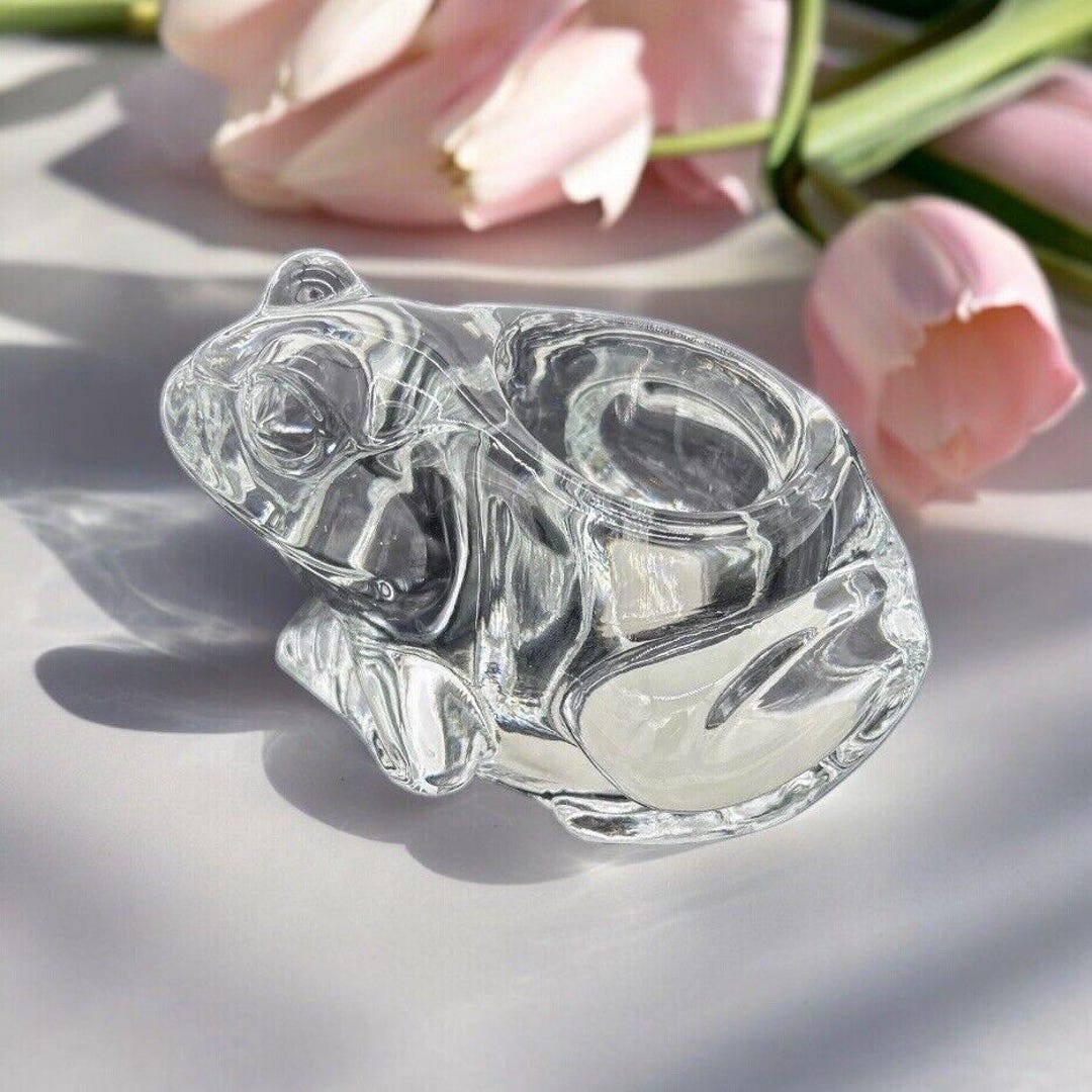 Candle Holder Indiana Glass Frog Bullfrog Clear Votive Holder Vintage 2 ...