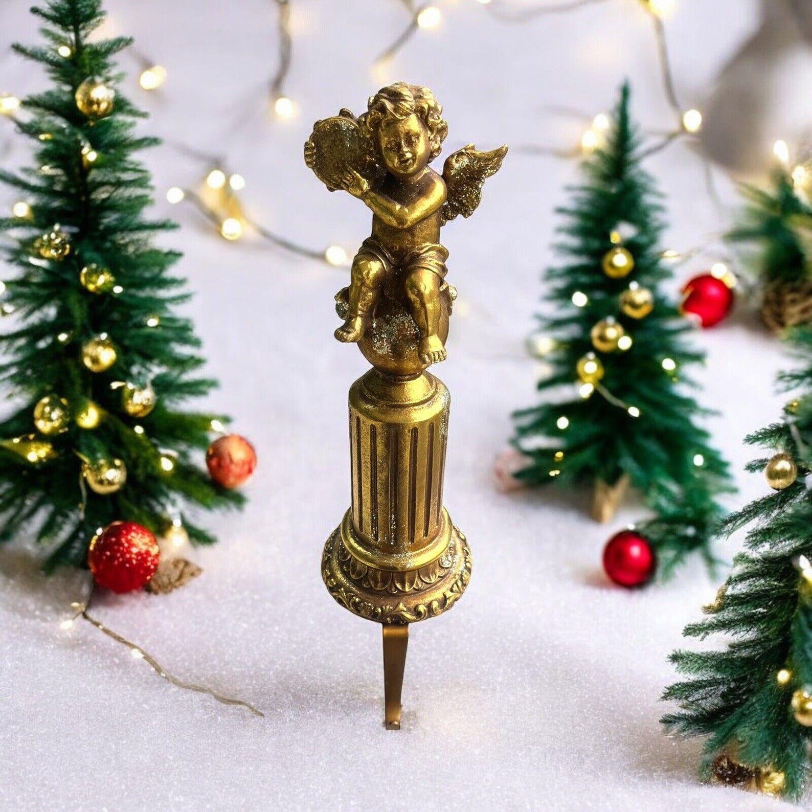 Rare Mark Roberts Golden Angel Cherub Stocking Holder 15” Vintage ...