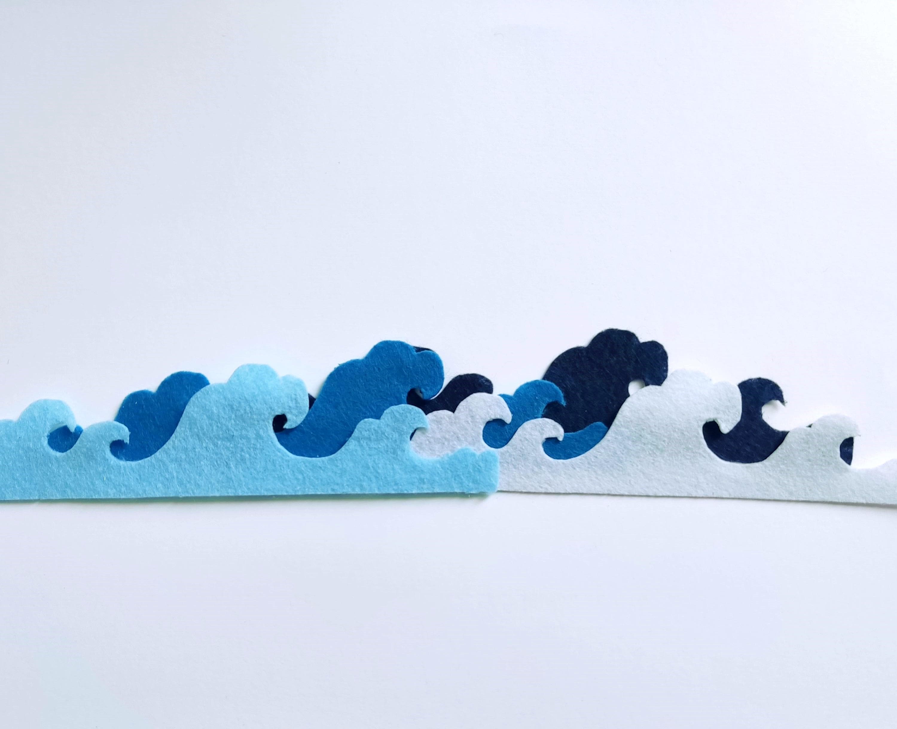 Felt Ocean Waves Felt Sea Wave Cutouts DIY Felt Ocean Decor Felt Ocean ...