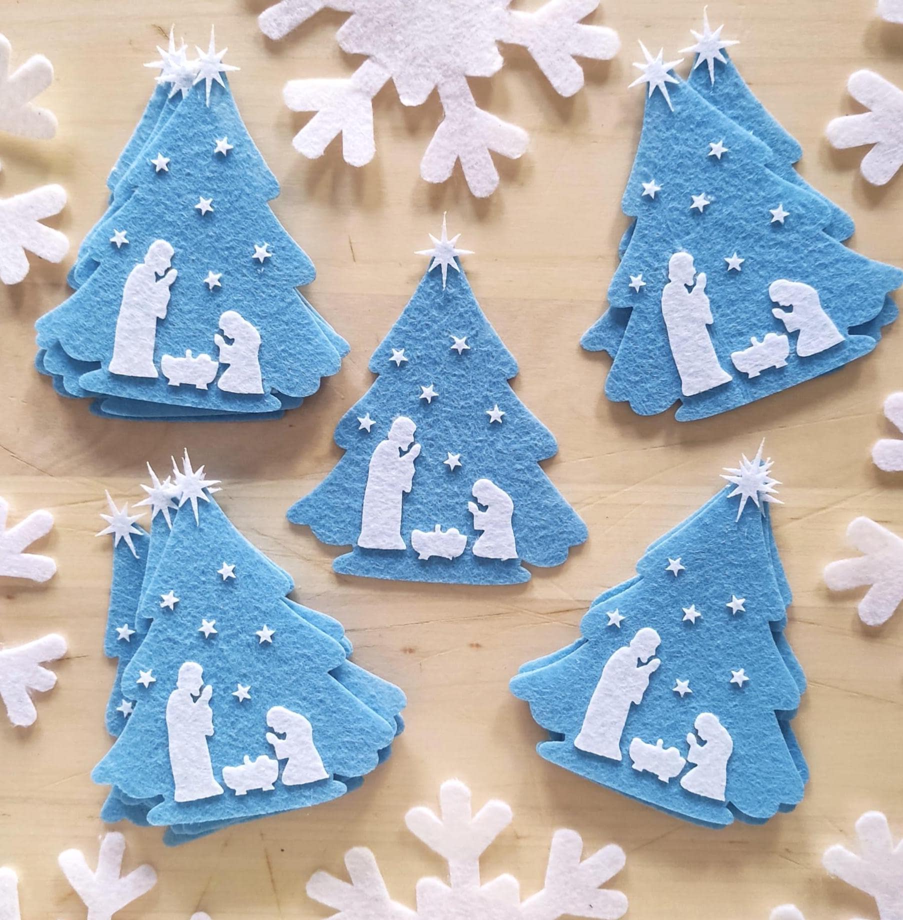 Felt Christmas Tree Nativity Scene Die Cuts Felt Christmas Nativity ...