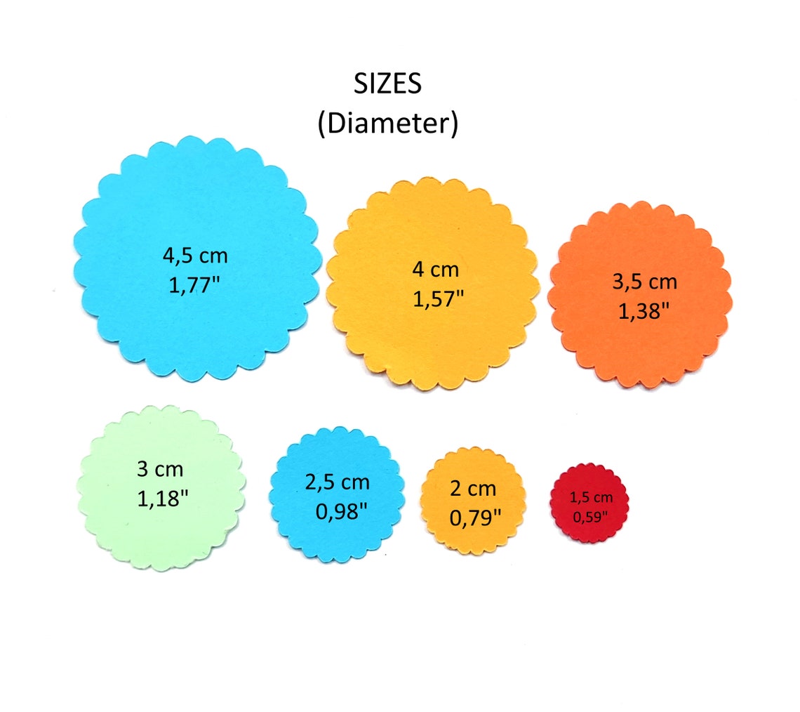 Cardstock Scallop Circles | Sizes From 1,5cm to 4,5cm | Cardstock ...