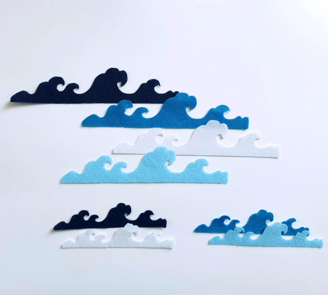 Felt Ocean Waves Felt Sea Wave Cutouts DIY Felt Ocean Decor Felt Ocean ...