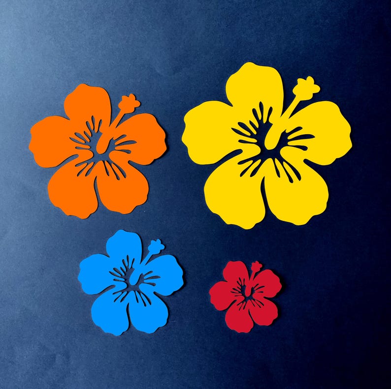 Cardstock Hibiscus Flower 4 Sizes Cardstock Die Cut Hibiscus Craft ...