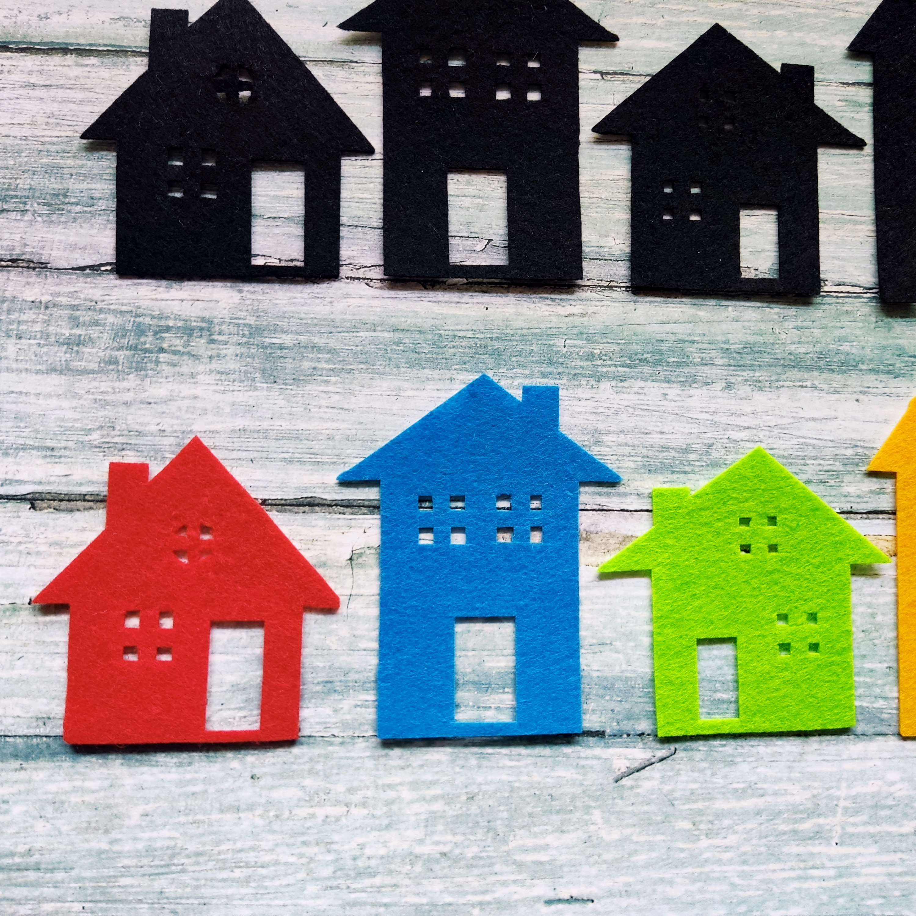 Felt Miniature House Felt Houses Cutouts Die Cut Houses Applique Felt ...