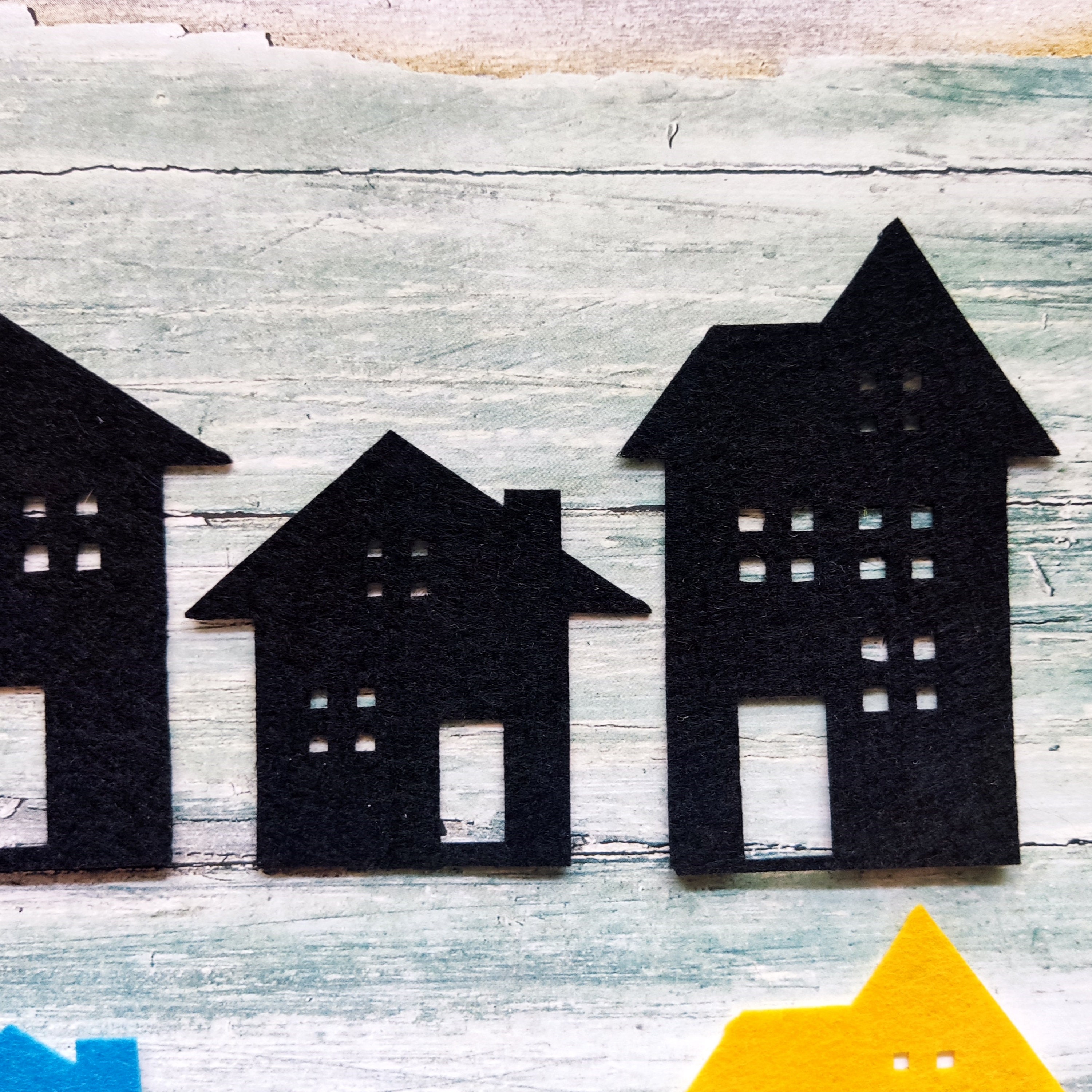 Felt Miniature House Felt Houses Cutouts Die Cut Houses Applique Felt ...