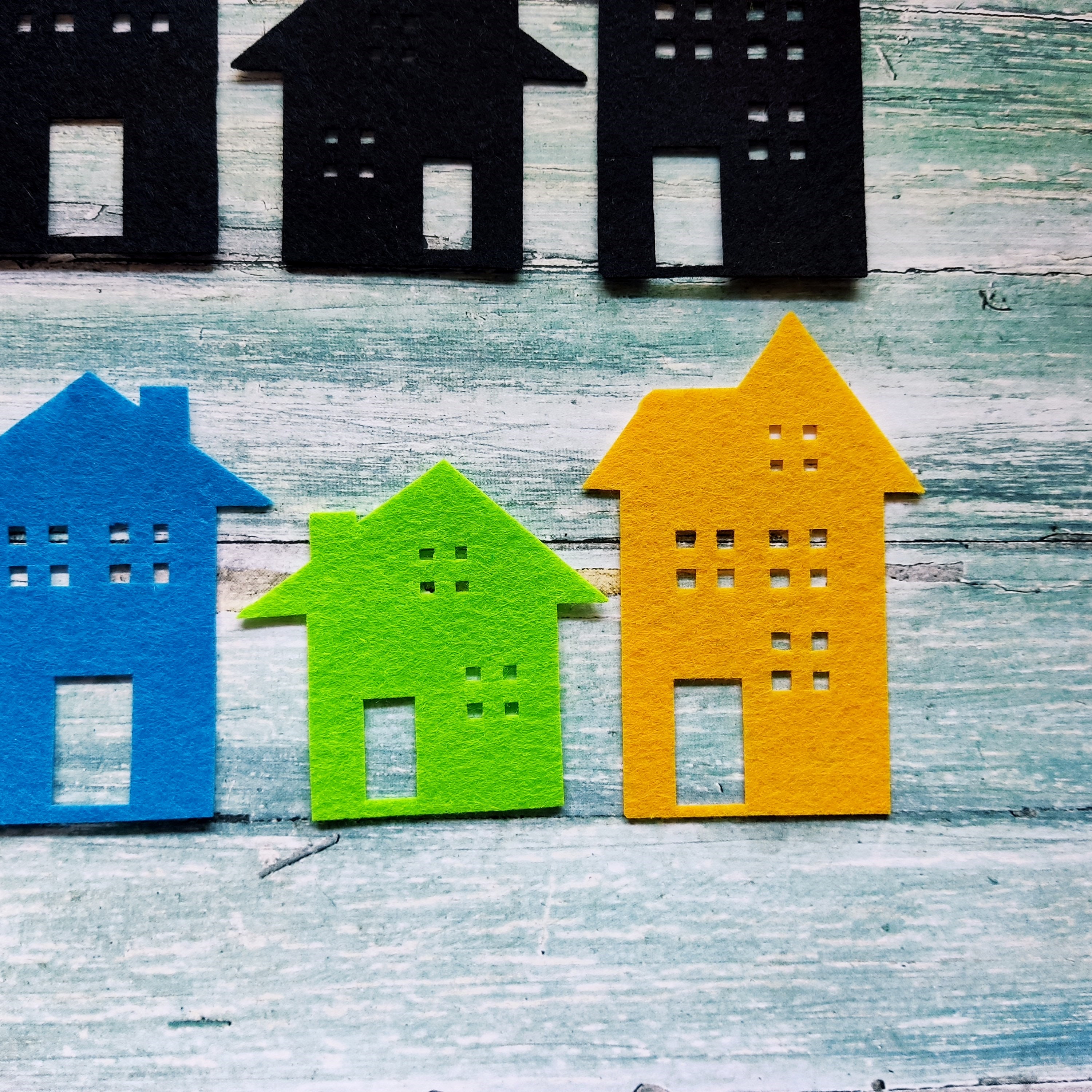 Felt Miniature House Felt Houses Cutouts Die Cut Houses Applique Felt ...