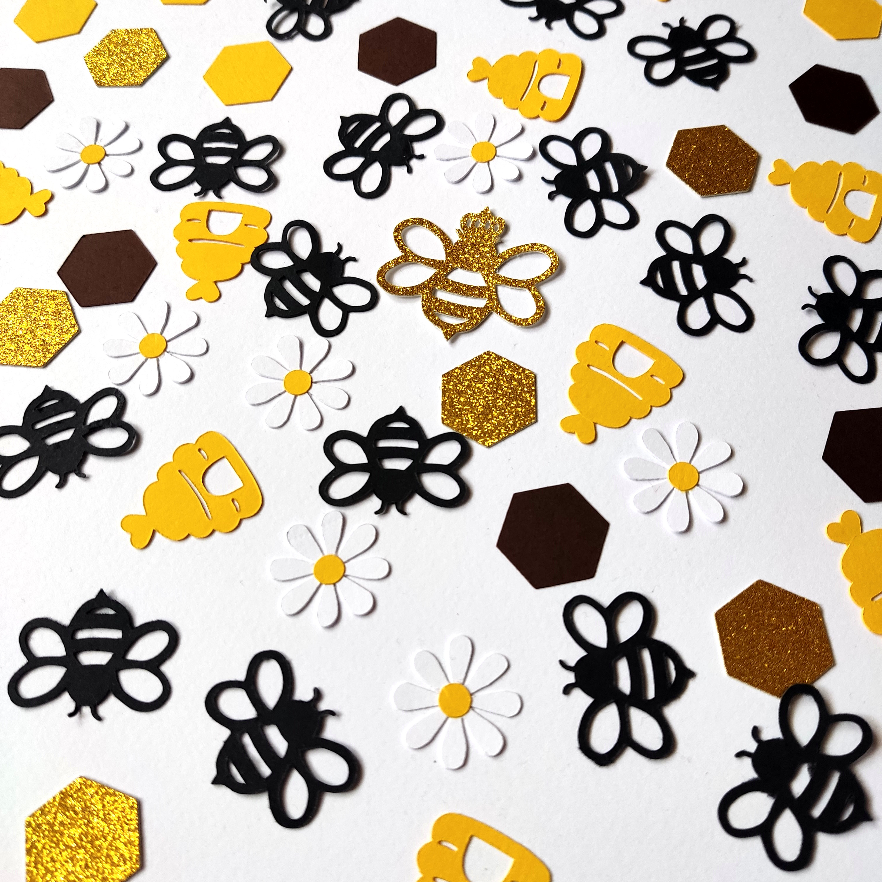 201 Bee Confetti Table Scatter Party Decoration Baby Shower Party Decor Baby Shower Bee Theme ...