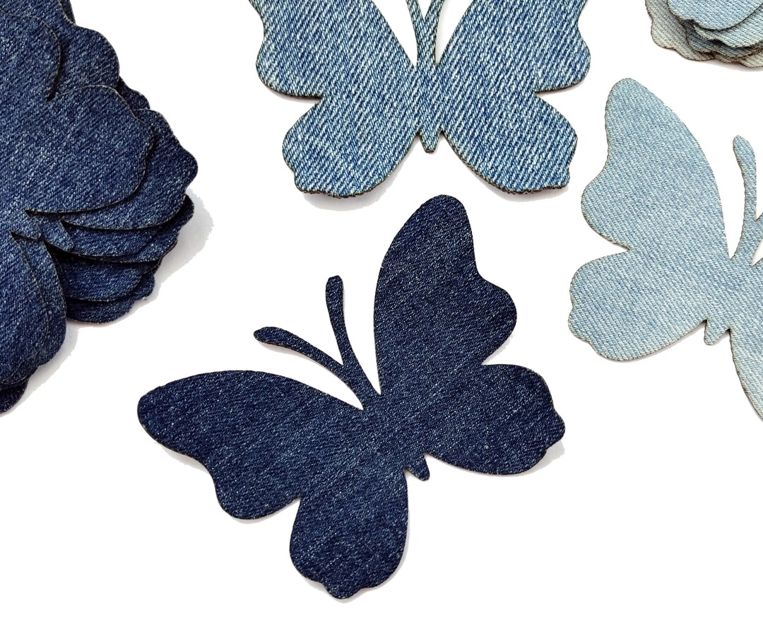 Denim Butterfly Appliques, Upcycled Fabric Cutouts for Crafts - Etsy