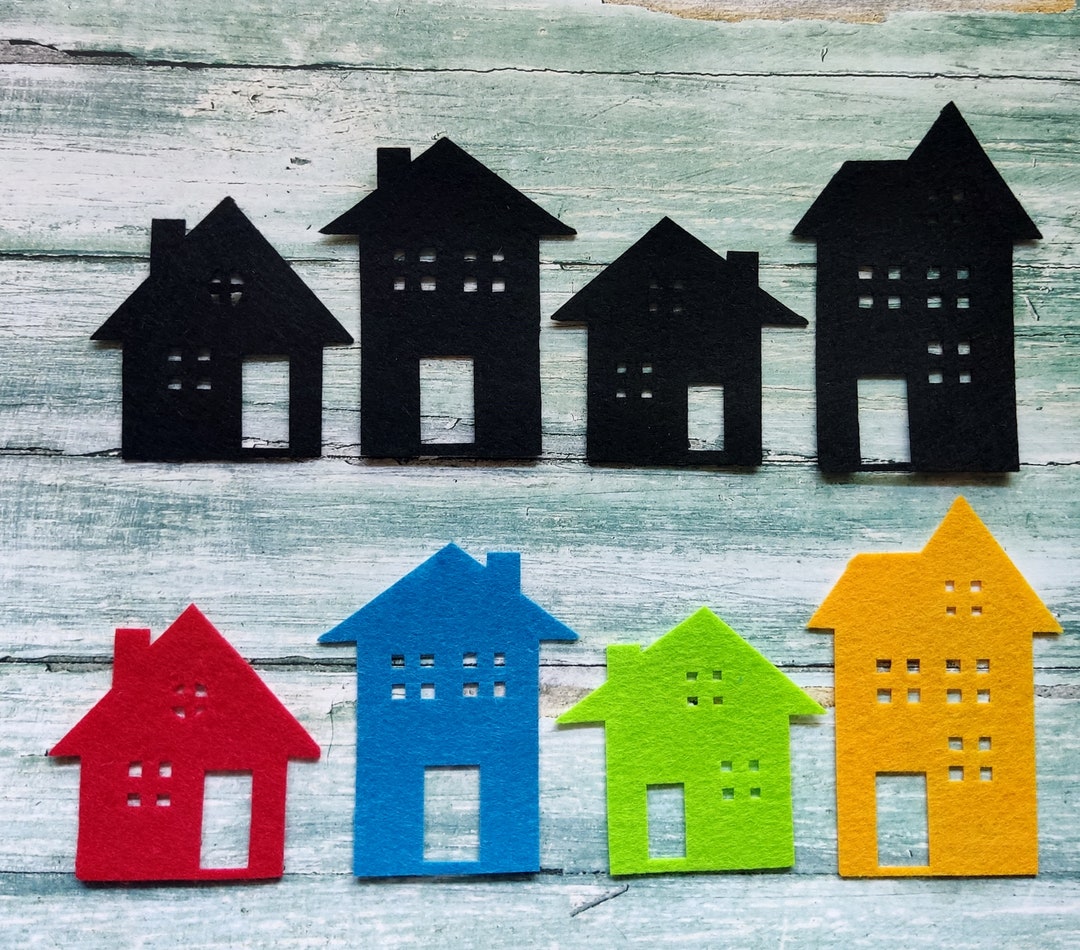 Felt Miniature House Felt Houses Cutouts Die Cut Houses Applique Felt ...