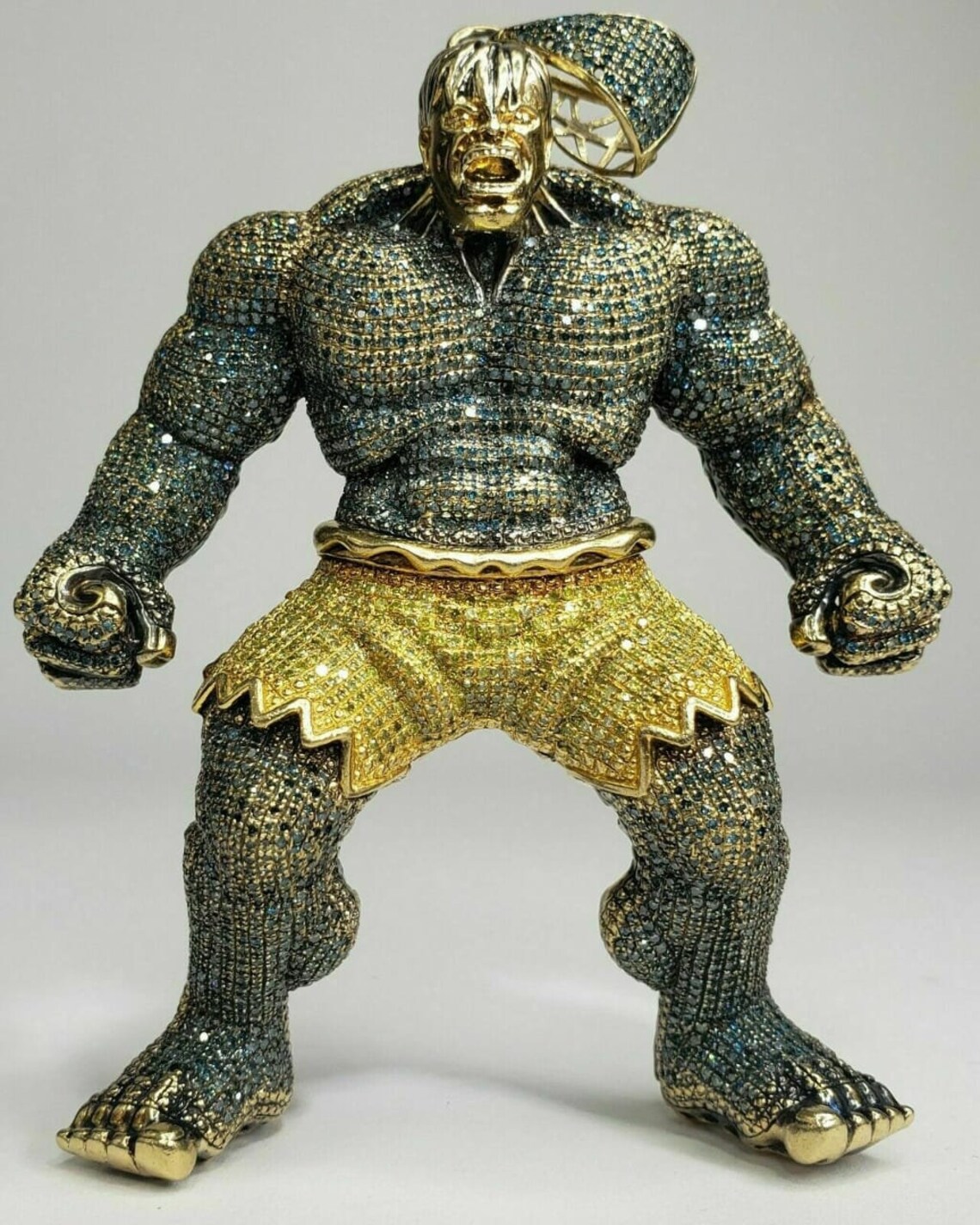 3.40 Ct Round Cut Simulated Emerald Angry Hulk Pendant 14K - Etsy