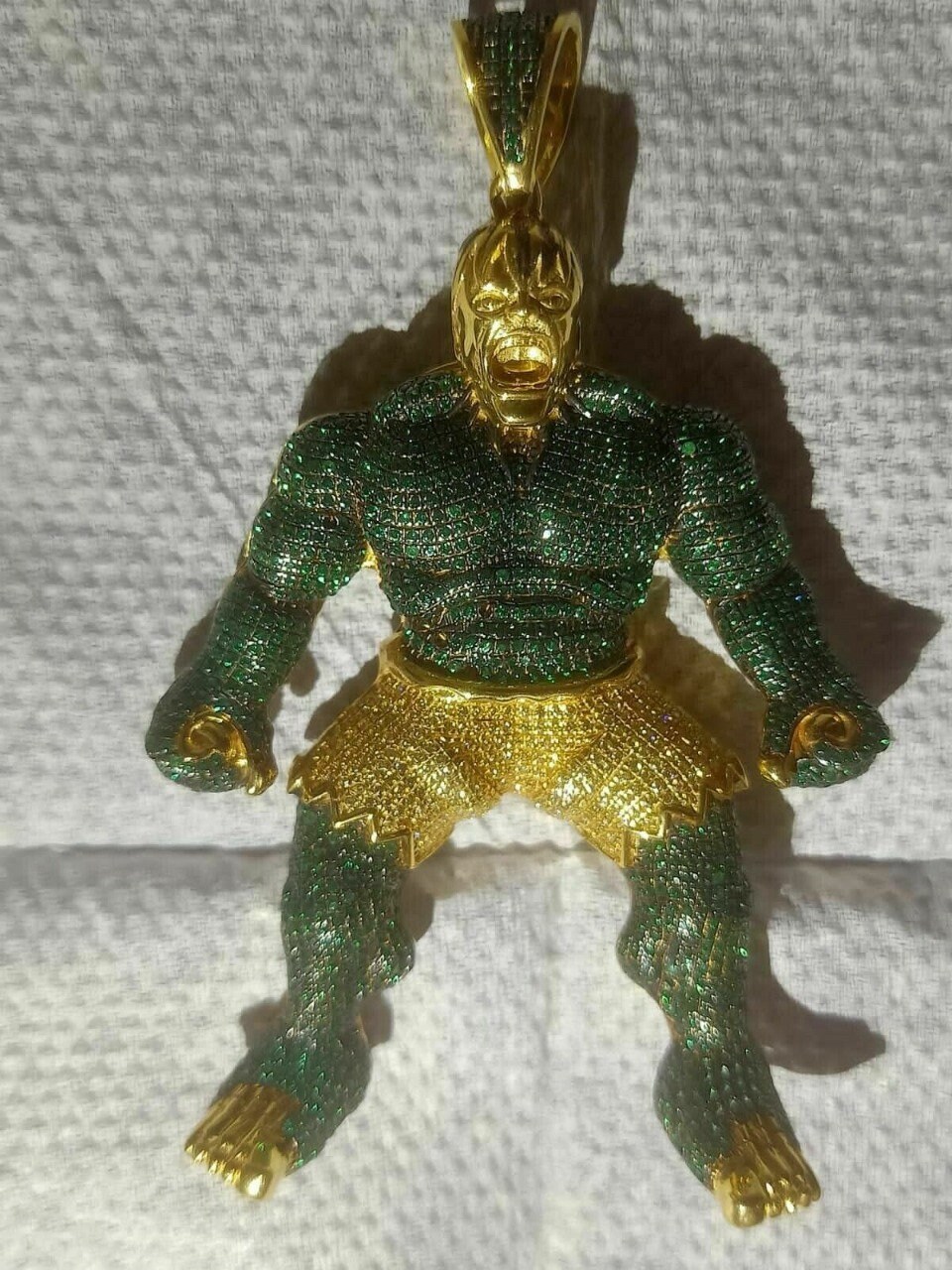 3.40 Ct Round Cut Simulated Emerald Angry Hulk Pendant 14K - Etsy