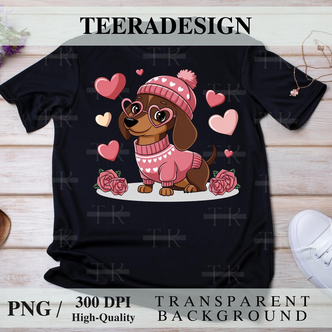 Valentine Dachshund Dog PNG - Love-themed Wiener Dog Clipart | Perfect ...