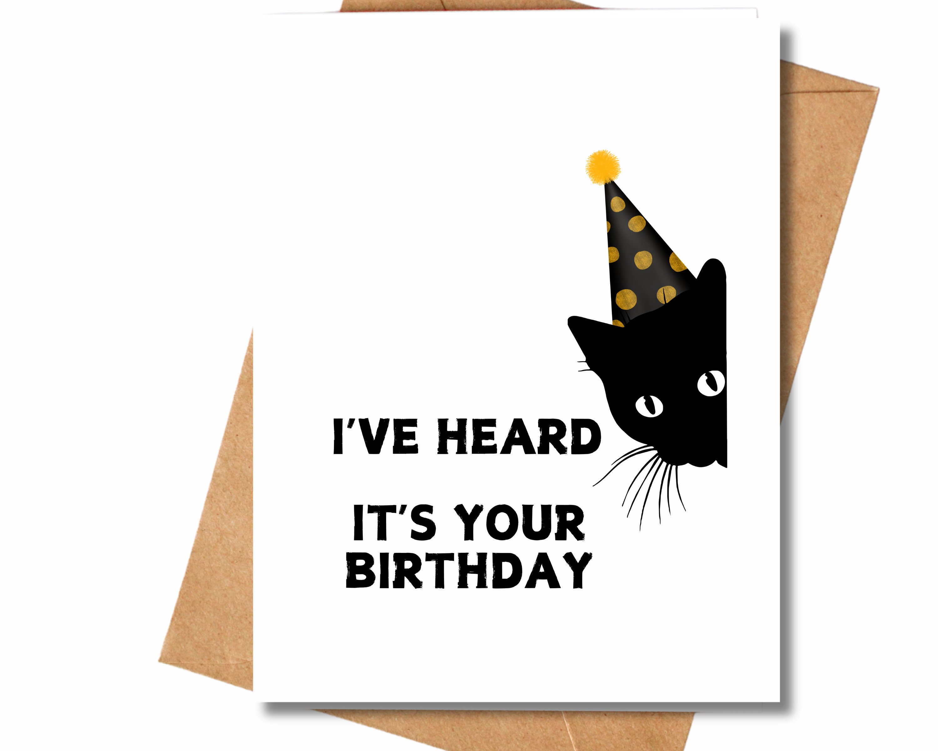 Funny Cat Pun Birthday Card, Funny Birthday Card for Cat Lover Friend ...