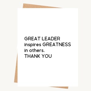 Leader Thank You Card – Appreciation Card for Boss, Manager, or Chief ...