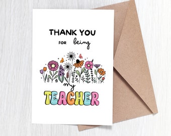Teacher Appreciation Card Printable, Teacher Thank You Card, End of ...