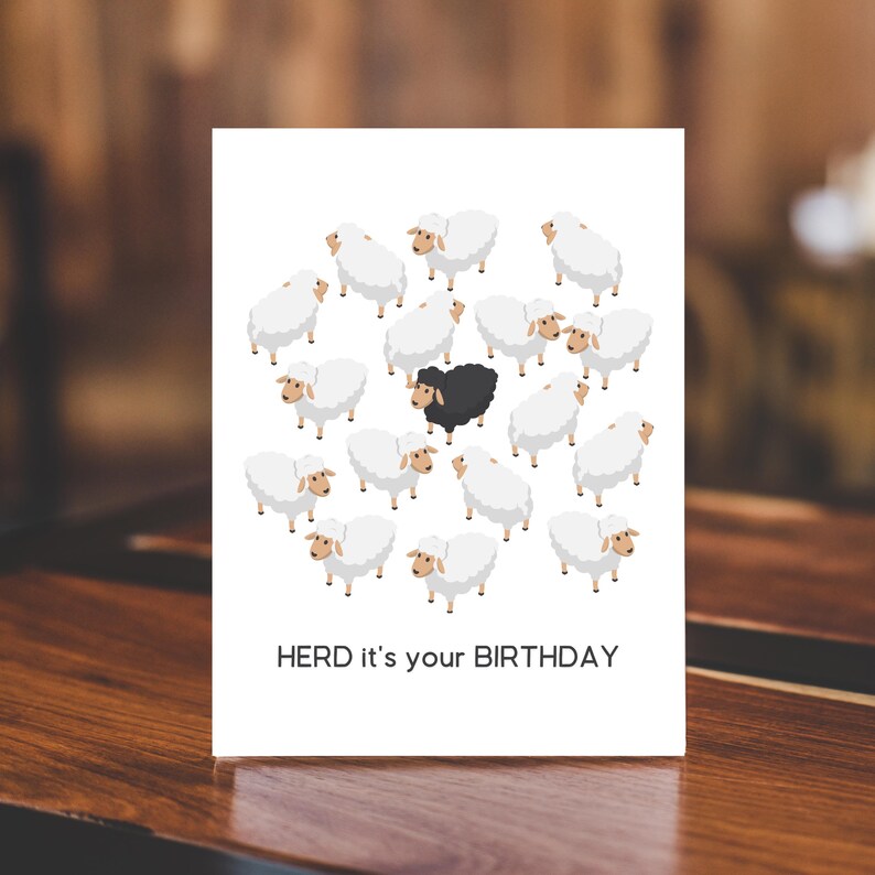Funny Animal Birthday Card, Herd It's Your Birthday Card, Sheep ...